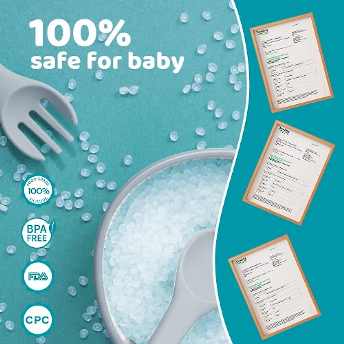 Ziza Baby Led Weaning Supplies - Silicone Baby Feeding Set, Suction Plates and Bowls for Infants & Toddlers, Baby Eating Supplies with Divided Plate, Suction Bowl, Bib, Training Cup, Spoon, Fork