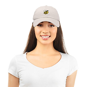 DALIX Bumble Bee Baseball Cap Dad Hat Embroidered Womens Girls in Beige