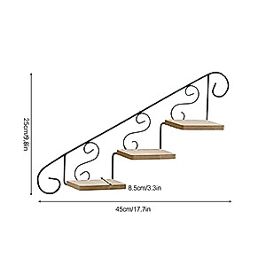 Wnvivi 2 Pcs Stair Shaped Flower Pot Stand,Retro Staircase Wall Hanging Flower Shelf,Creative Open Stair Wall Mounted Shelf,Mini Metal Ladder Wall Decor-A