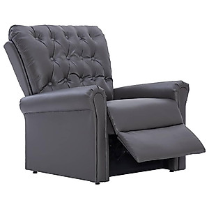 YPWRENH Sofa Chair Leisure Chair Reclining Chair Gray Faux Leather for Living Room, Dining Room, Conference Room, Waiting Room