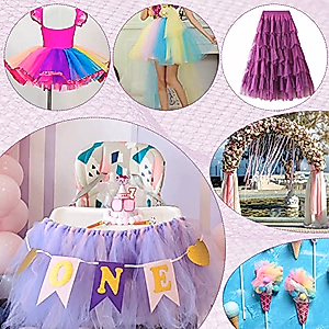 2 Pcs Tulle Fabric Rolls 6 Inch 100 Yards Polyester Tulle Gift Bow Tulle Roll Spool Fabric for Sewing Table Skirt and Birthday Party Wedding Decorations DIY Crafts Supplies (Purple)