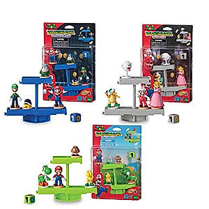 Epoch Games Super Mario Balancing Game Bundle, 3 Tabletop Action Games for Ages 4+ with 12 Collectible Super Mario Action Figures, Multi (7386)