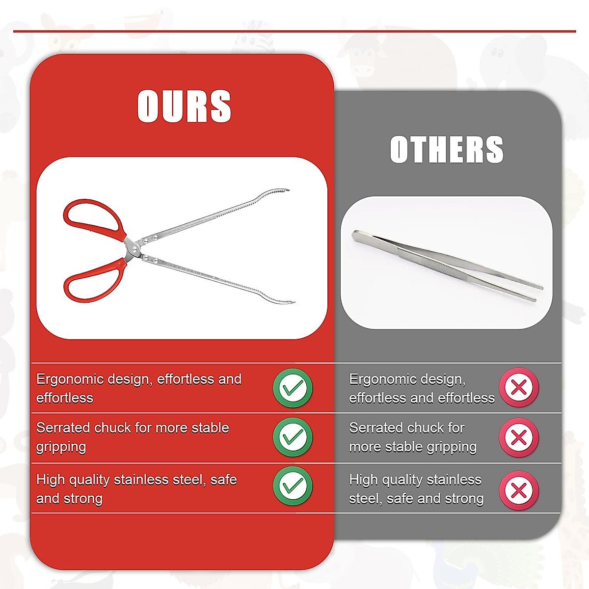 Reptile Feeding Tongs, 15 Inch Snake Feeding Tongs Anti-Skid Easy-Grip Extra Long Tweezers for Terrarium Corn Ball Python Accessories Axolotl Bearded Dragon Feeding Supplies