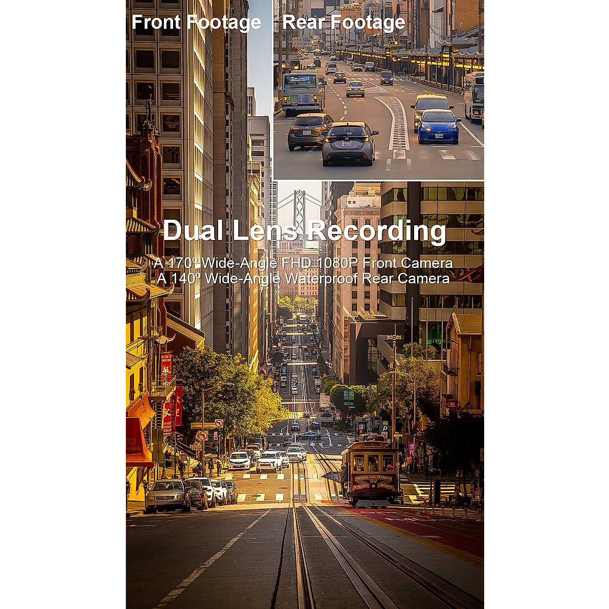 Penemay Dual Dash Cam Front and Rear Camera 1080p Front Camera, Dash Camera for Cars Waterproof Rear Camera, Car Camera Included 32GB Card, Dashboard Camera with Super Night Vision, Parking Monitor