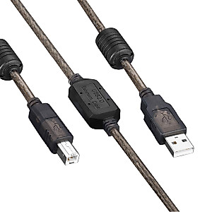 Tan QY Active USB 2.0 Printer Cable 50Ft - A-Male to B-Male High Speed Printer/Scanner/Repeater Cable for HP, Canon, Lexmark, Dell, Samsung etc (50Ft/15M)