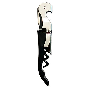 Ice N Cold Double Hinge Waiter's Corkscrew Wine Bottle Opener | Matte Black and Stainless Steel | Pack of 12