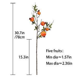 Smalldu Artificial Fall Flowers 5Pcs Pomegranate Branchs 30.7 inch for Home Decor Indoor (Not Include Vase)