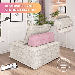 Mixoy Convertible U/L Modular Sectional Sofa, Variable 7-Seater Sofa Couch with Soft Oversized Seat, Free Combination Armless Sectional Sofa for Living Room, Bedroom (Beige, 7PCS)