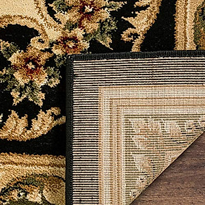SAFAVIEH Lyndhurst Collection 5'3" x 7'6" Black/Ivory LNH218A Traditional European Medallion Non-Shedding Living Room Bedroom Dining Home Office Area Rug
