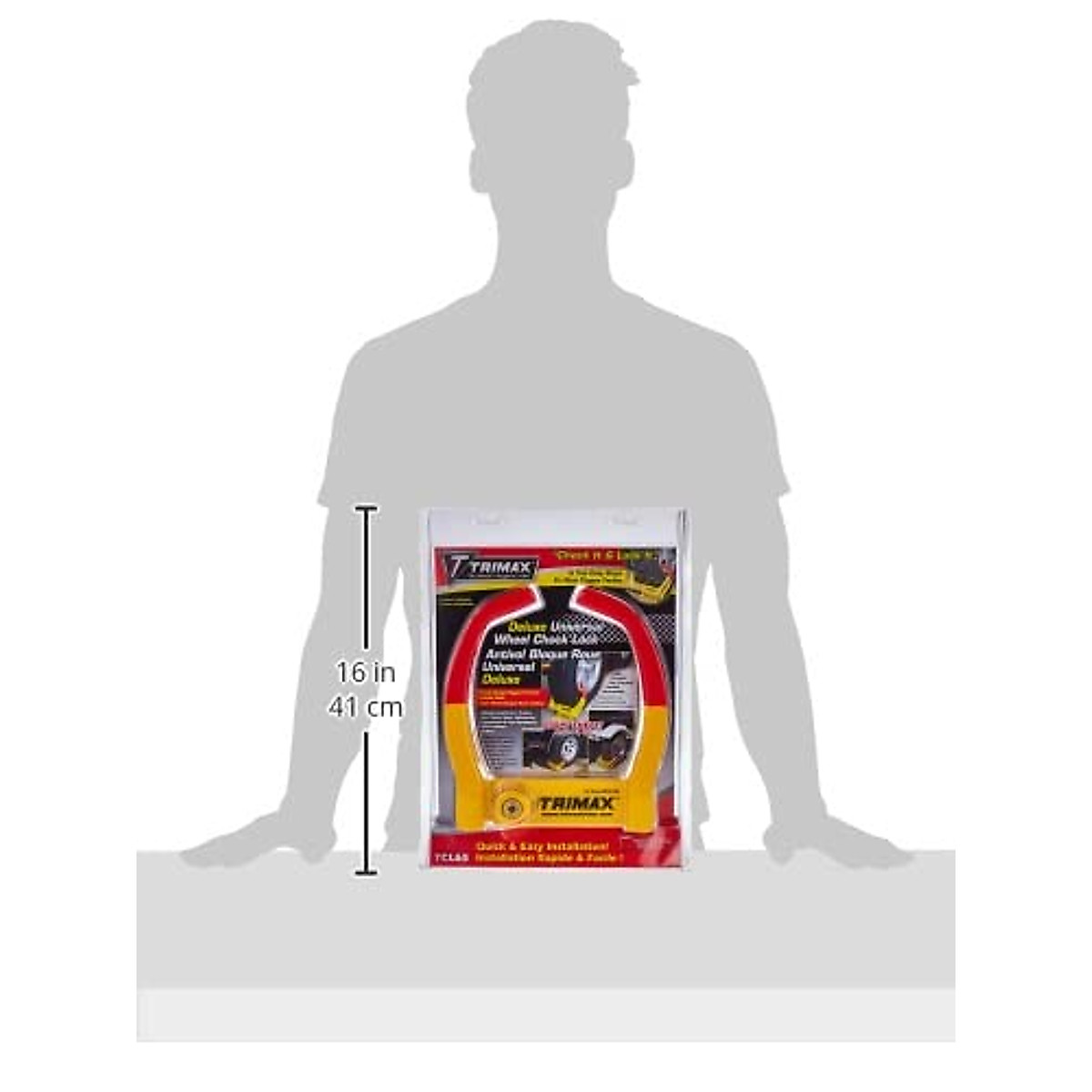 Trimax TCL65 Wheel Chock Lock , Yellow/Red, 7.25in