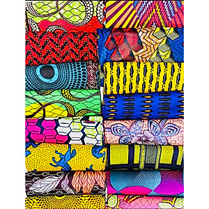 African Ankara Wax Print Fat Quarters Fabric for Small Projects, Craft and Patch Work DIY (20.5 x 16 Inches)