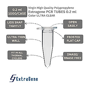 Extragene™ 0.2 ml PCR Tube Flat Caps, Ultra Thin Wall, DNase and RNase Free, 1,000/Case