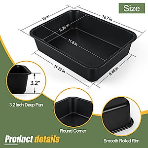 P&P CHEF 12.7 Inch Lasagna Pan, Nonstick Rectangular Baking Cake Pan for Brownie Lasagna, Deep Roasting Pan for Oven Use, Stainless Steel Core & 3.2 Inch Deep Side, Healthy & Sturdy, Black