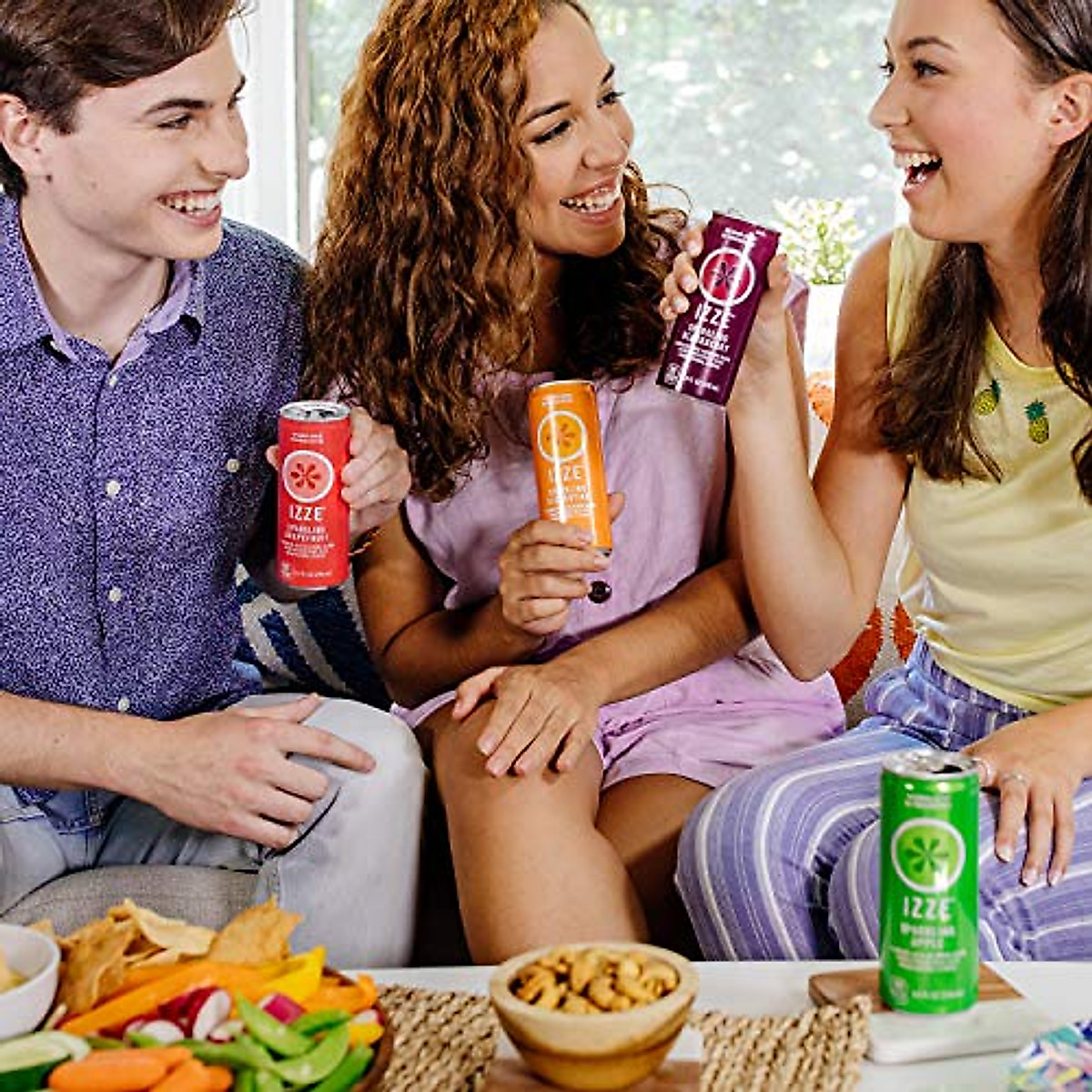 Izze Sparkling Juice, 4 Flavor Sunset Variety Pack, 8.4 Fl Oz (Pack of 24)