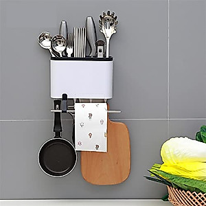 Yalych Utensil Caddy Non Perforated Wall Mounted Drainage Shelf Pen Holder