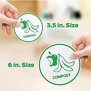 Recycling Stickers for Trash Can, 3.5" Wide | 5pcs Recycle Stickers for Plastic Bins - Paper, Aluminum, Plastic, Glass, Compost