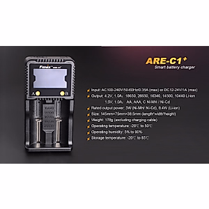 EdisonBright Fenix are-C1+ Plus Universal Smart Digital Display Battery Charger Battery Carry case