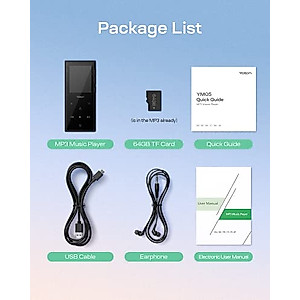 80GB MP3 Player with Bluetooth, YOTON Music Player with Speaker and 1.8'' Curved Screen, HiFi Sound, FM Radio, Voice Recorder, E-Book, Pedometer, Stopwatch, TF Card and Earphones Included