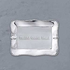 Beatriz Ball Giftables Pearl Rect Engraved Tray- Thankful, Grateful, Blessed