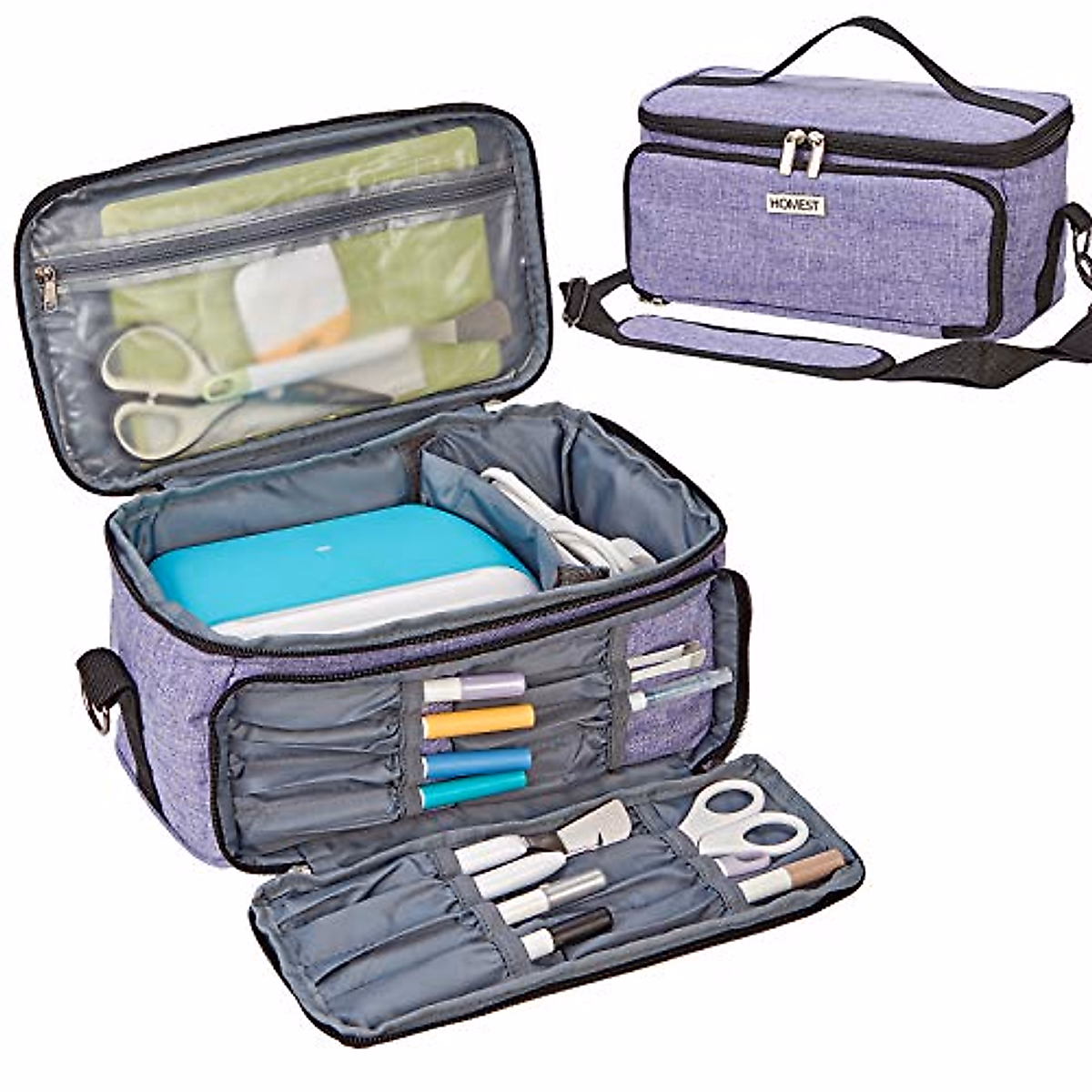 HOMEST Carrying Case for Cricut Joy, Lightweight Travel Tote Bag for Cricut Joy and Tool Set, Multiple Pockets for Accessories and Supplies Storage, Purple