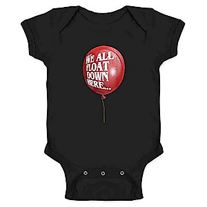 Pop Threads We all Float Down Here Balloon Halloween Horror Infant Baby Boy Girl Bodysuit Black 6M