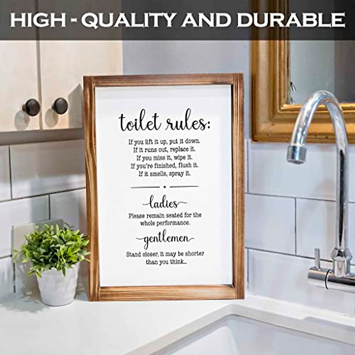 Toilet Rules Bathroom Sign 11x16 Inch - Bathroom Rules Sign, Toilet Rules Sign For Bathroom, Rustic Bathroom Rules Sign, Guest Bathroom Wall Decor, Bath Signs For Bathroom Decor Bathroom Rules Signs