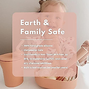 Miniware Training Spoon Cutlery Set with Carrying Case for Baby Toddler Kids - Promotes Self Feeding | 100% Food Grade Silicone | BPA Free | Modern & Durable Design | Dishwasher Safe (Grey and Peach)