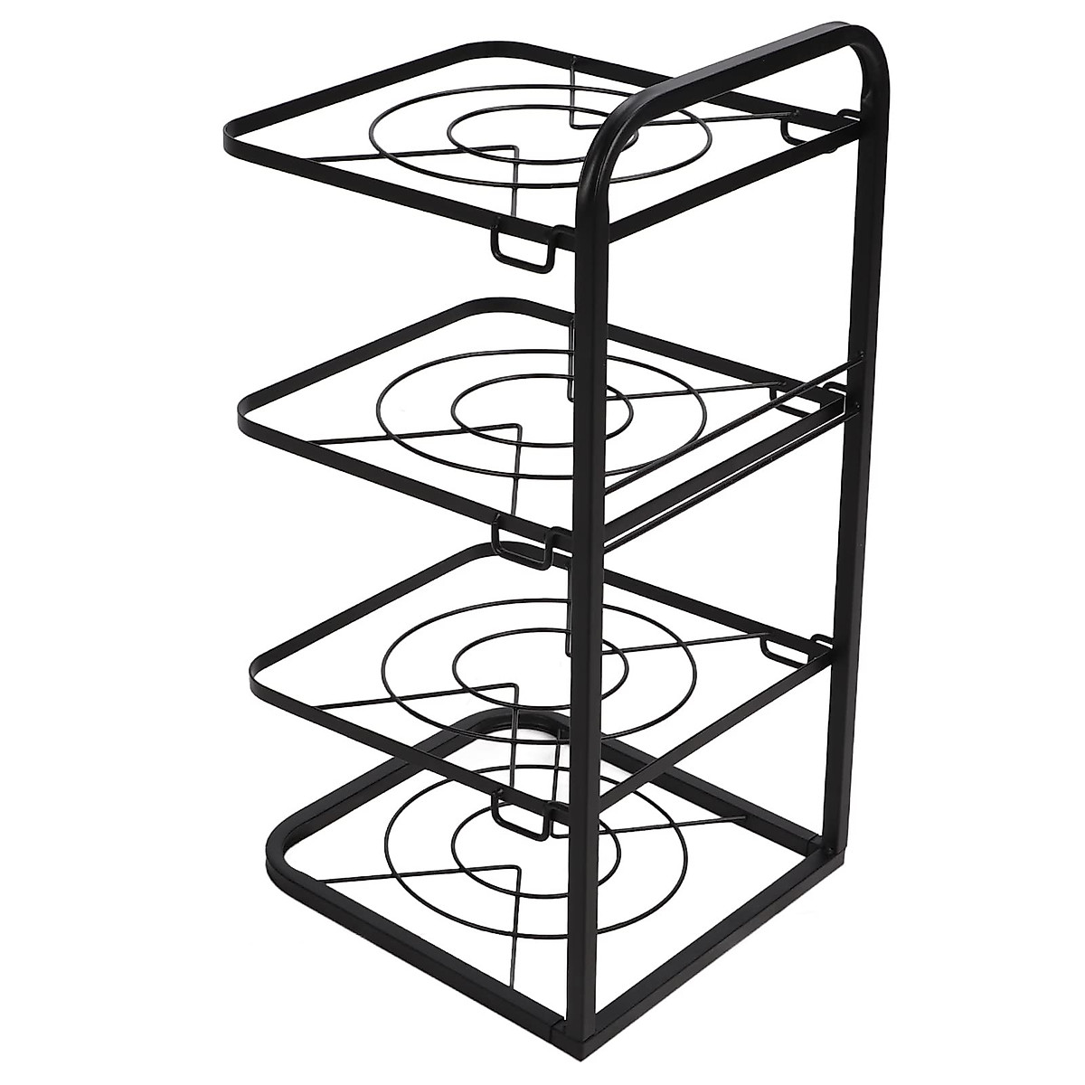 STARNOONTEK Under Sink Organizers and Storage, Kitchen 4 Tiers Adjustable Pots Organizer Space Saving Pan Rack for Under Sink Cabinet Countertopm,Black
