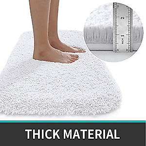 DEXI Bathroom Rug Mat, Extra Soft and Absorbent Bath Rugs, Washable Non-Slip Carpet Mat for Bathroom Floor, Tub, Shower Room (24"x16", White)