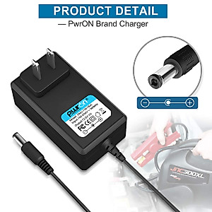 PwrON AC to DC Adapter Compatible with Jump-N-Carry Clore JNC300XL KKC-JNC212 900 SOLJNC212, KKC-JNC212 / CS1000 JNC300XL Solar 300XL 900 Peak Amp 12-Volt Jump Starter Power Supply Cord w/Small Jack