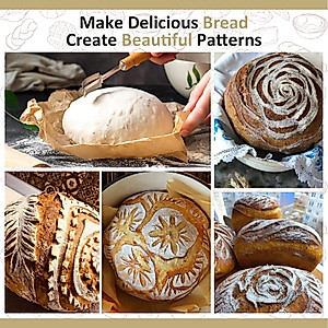 Sourdough Starter Kit, 34oz Sourdough Starter Jar, 2 Bread Proofing Baskets, Thermometer, Feeding Time Tracker, Metal Scraper, Easy to Clean, Complete Sourdough Bread Baking Supplies for Beginners