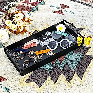 CCOJDAY 1-Layer Metal Vanity Tray,Bathroom Countertop Organizer with Handle,Plate Holder for Tissues,Candles, Soap,Towel,Plant,etc,Black