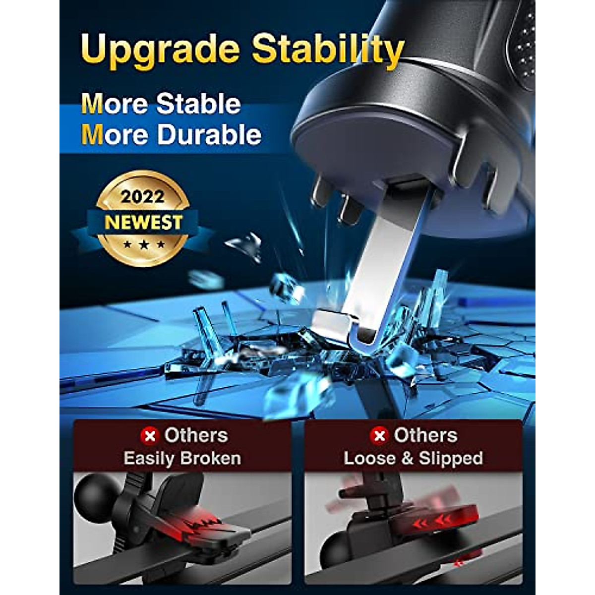 VANMASS Upgraded Car Vent Phone Mount [Patent Steel-Hook] Air Vent Holder Clip Sturdiest Shockproof Universal Mobile Cell Phone Mount Handsfree Stand Cradle for iPhone 14 13 Samsung Galaxy,Black