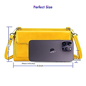 nuoku Crossbody Bags for Women, Wristlet Wallets for Women, Small Clutch Purses for Women, Cell Phone Wallet, Rfid Wallet, Yellow
