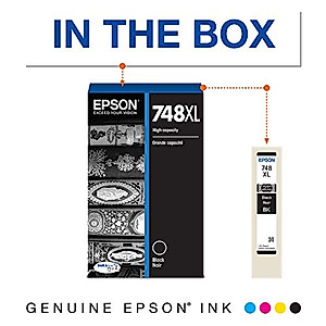 EPSON T748 DURABrite Pro -Ink High Capacity Black -Cartridge (T748XL120) for select Epson WorkForce Printers
