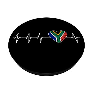South African Heartbeat I Love South Africa Flag Heart Retro PopSockets Grip and Stand for Phones and Tablets
