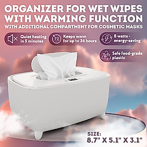 PUREVACY Baby Wipe Warmer Dispenser. White Baby Diaper Warmer Wipes Heater 8W. Silent Wet Wipes Warmer, Newborn Essentials, Baby Shower Gifts