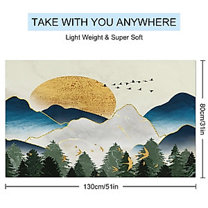 Brebasf Abstract Forest Mountain Oversized Lightweight,Extra Large Soft Beach Towels Retro Mid Century Boho Sun Sunset Marble Design Sauna Beach Gym 51W x31L