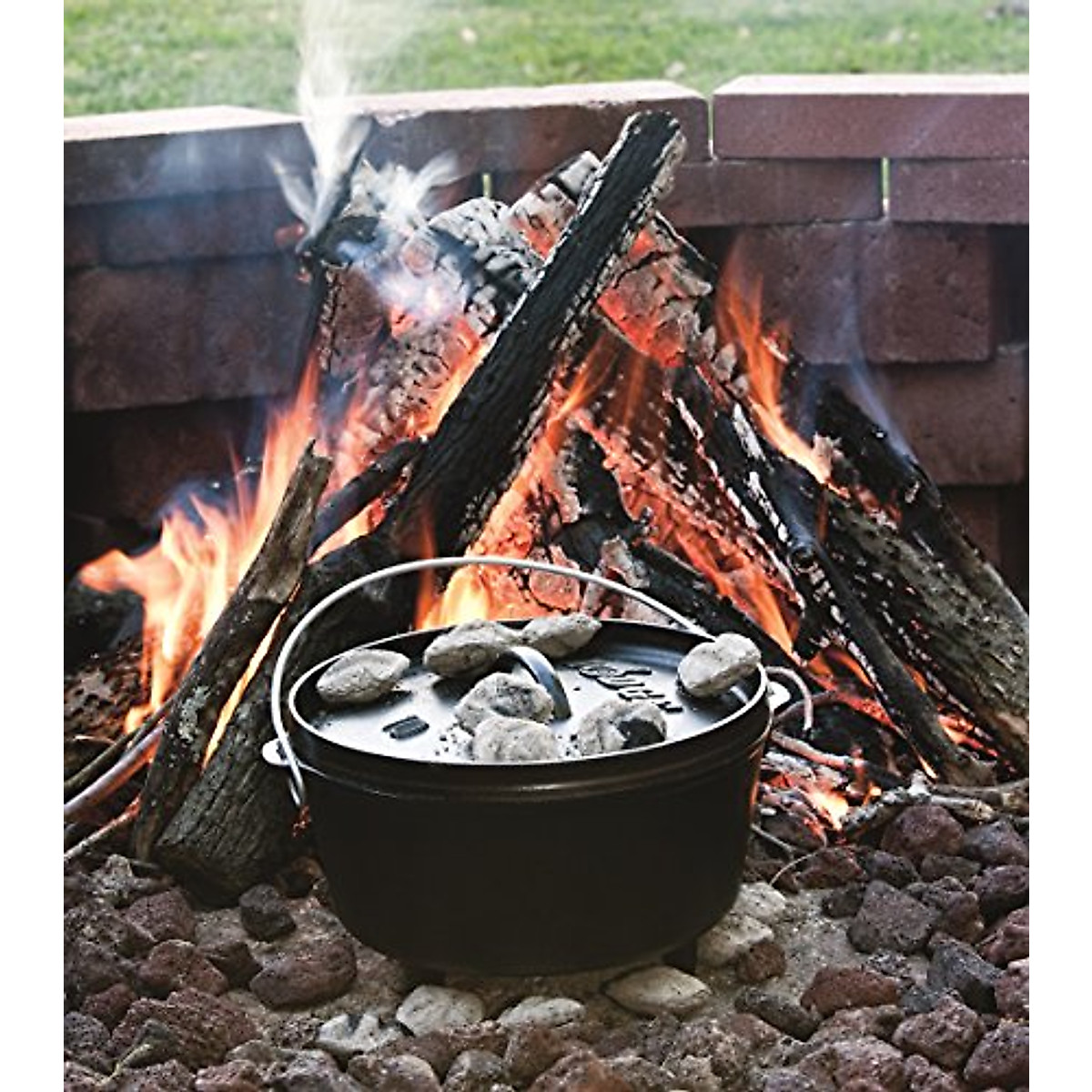 Lodge L10DCO3 Cast Iron Deep Camp Dutch Oven, Pre-Seasoned, 5-Quart