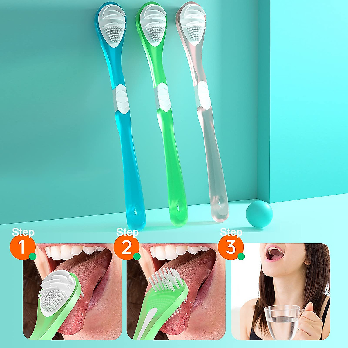 4Pack Tongue Scraper Tongue Cleaner Double-Side Silicone Tongue Brush for Adults Kids Oral Care Reduce Bad Breath
