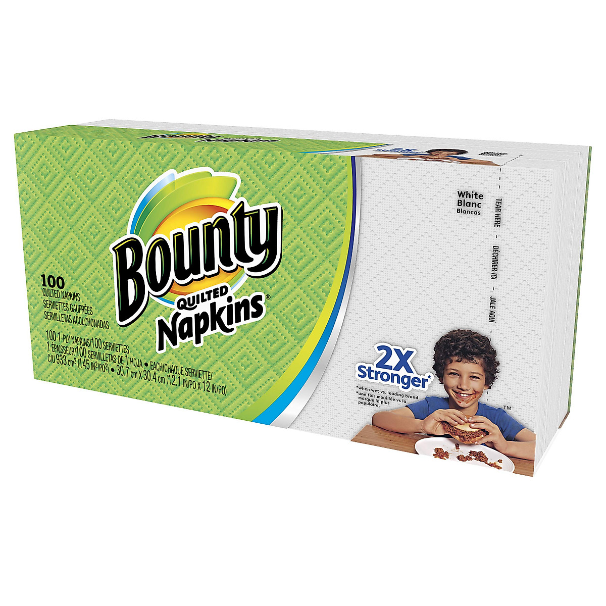 Bounty Quilted Napkins, 1-Ply, 12.1In X 12In, 100/PK, White
