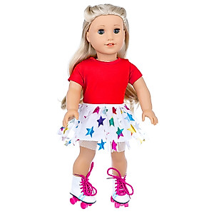 18 Inch Doll Accessories, Girl Doll Accessories, 7PC Travel Skating Sport Play Set, 18 inch Girl Doll Outdoor Sport Accessories (Not Include Doll)