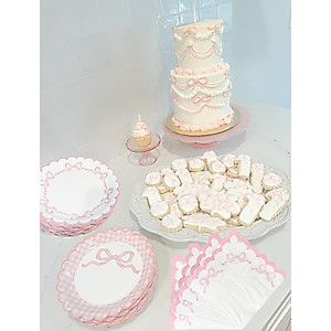 Pink Coquette Bow Party Napkins | 5" Cocktail 3-Ply 50 Pack | Sweetie Soirées | Pink Bow Theme Party Decorations | First Birthday Baby Shower She's Tying the Knot Bachelorette Party | Premium Quality