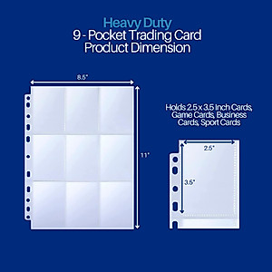 PERFORMORE 9-Pocket Trading Card Binder Sleeves for 3 Ring Binders | Yugioh, Baseball, Pokemon, Sports Card Page Protector Sheets | Plastic Top Loader Pages (25 Pack)
