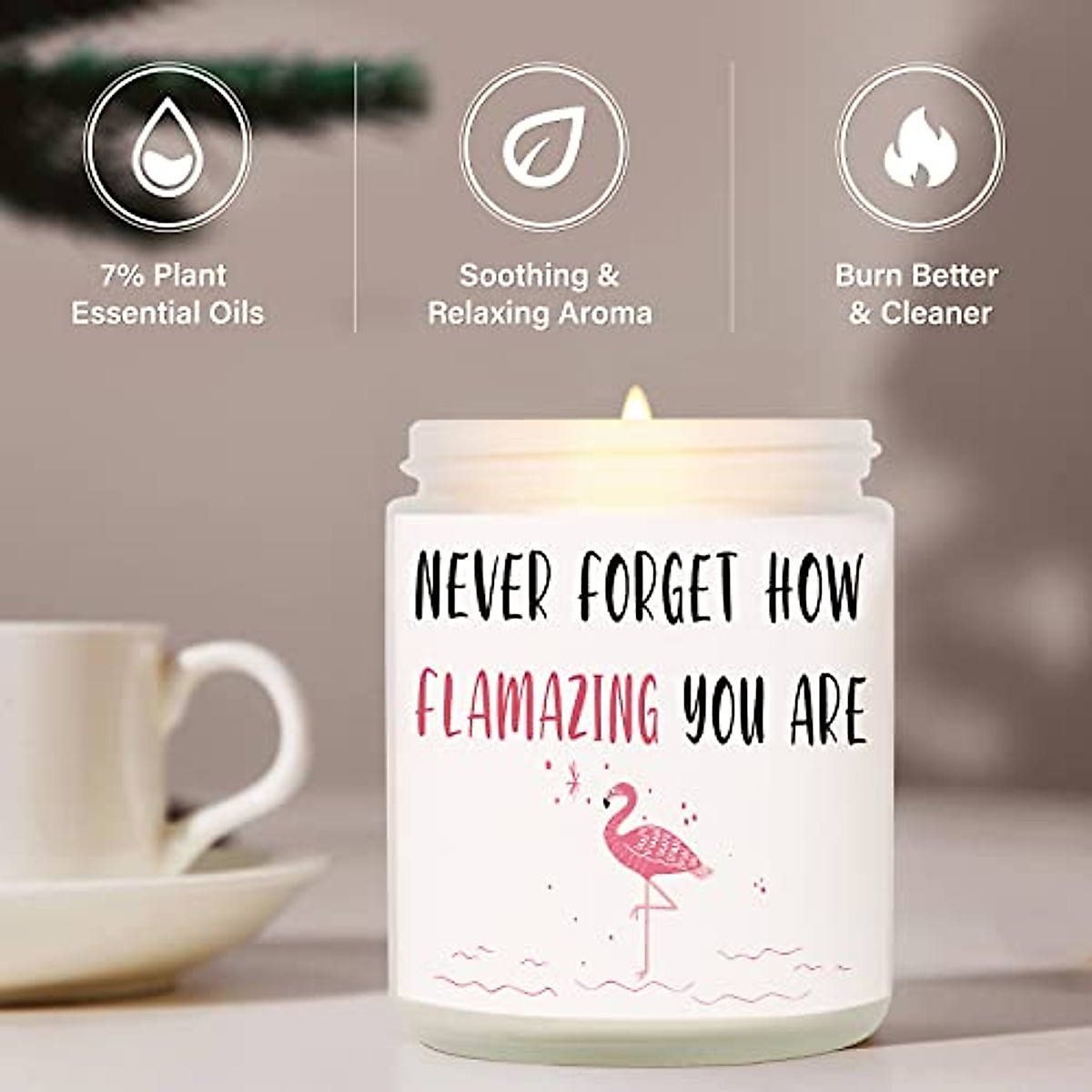 Afterprints Flamingo Scented Candle - Birthday Gifts for Women Friends, Inspirational Cheer Up Gift for Best Friends Bestie Sister Coworker, Christmas Graduation Leaving Candle Present