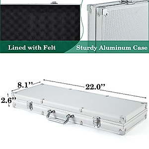 ECOTOUGE Poker Chip Set 500 with Case, Poker Set with 11.5 Gram Chips, Cards, Dices, Buttons and Aluminum Case for Texas Holdem Blackjack Gambling, Home Game with Family and Friends, White