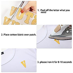 279 Pieces Graduation Iron on Letters 2 Inch A-Z Flock Letters Transfer Letters Christmas Stocking Letter Stickers Iron on Flocking Letters Alphabet for Graduation Cap Toppers (Glitter Gold)