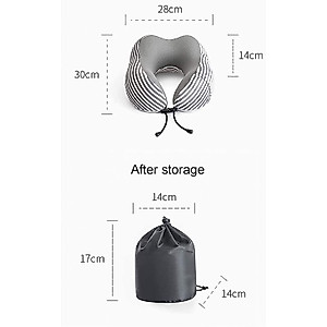 JYYBN Travel Pillow 100% Pure Memory Foam Neck Pillow, Chin and Neck Support Cushion U Shaped Portable Travel Pillow for Kids Adults Aircraft Car Train Office