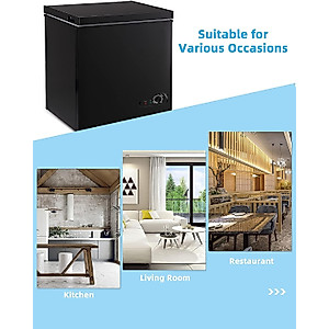 Tymyp Chest Freezer 3.5 Cu.Ft, Small Mini Compact Fridge Freezer with 7 Adjustable Temperature, Removable Basket, Low Noise for Home, Kitchen, Office, Apartment, Open Garage