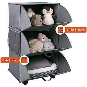 GRANNY SAYS 3 Drawer Storage Organizer, 3 Drawer Dresser, Storage Drawer for Bedroom, Closet Storage Drawers, Foldable Storage Cabinet for Clothing, Gray